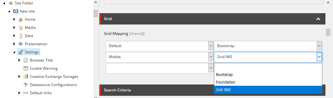 The grid settings | Sitecore Documentation