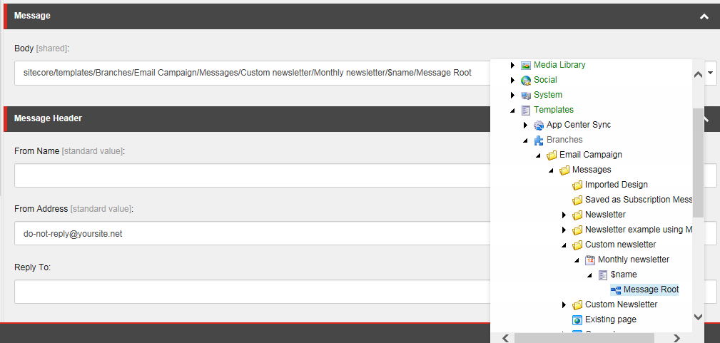 Build A Custom Message Template Sitecore Documentation