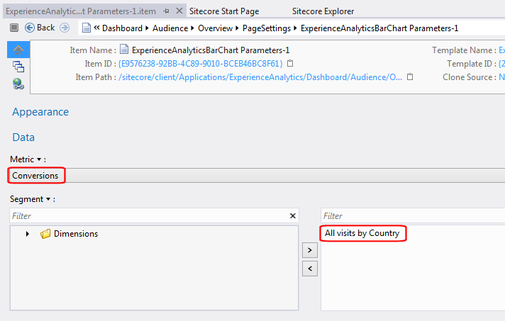 Walkthrough: Adding a bar chart to an Experience Analytics report | Sitecore Documentation