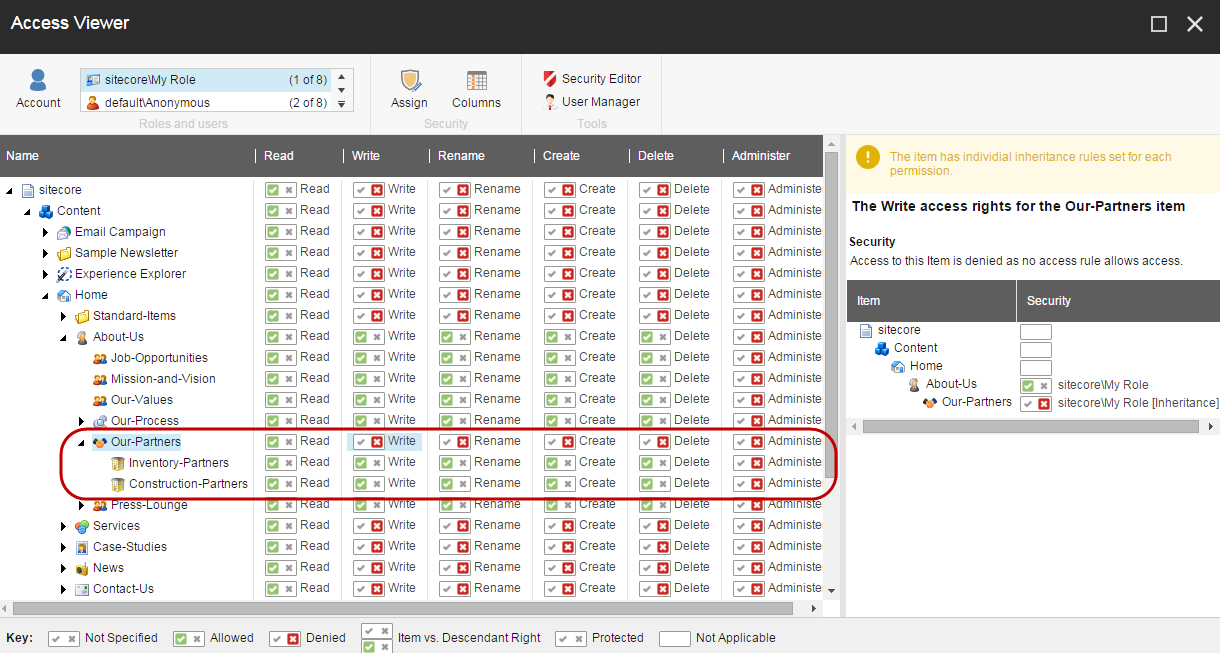 The Inheritance access right | Sitecore Documentation