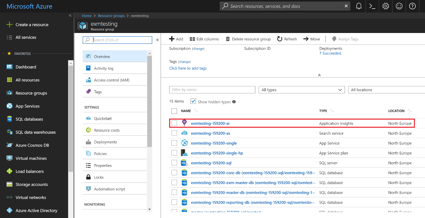 Application Insights のデプロイ後の設定 | Sitecore Documentation