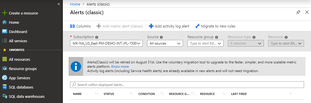 トラブルシューティング: Azure Monitoring and Alerts Basic | Sitecore Documentation