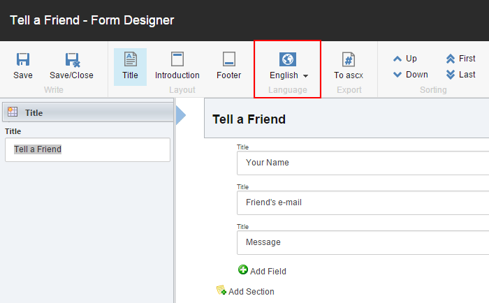 Create a different language version of a web form | Sitecore Documentation