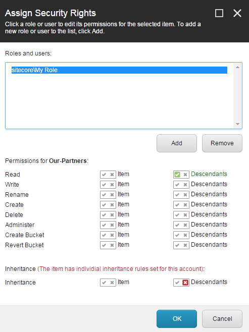 The Inheritance access right | Sitecore Documentation
