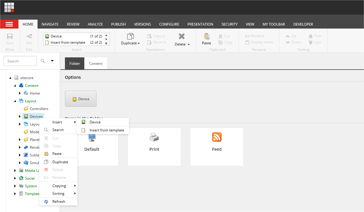 Set up a device layout | Sitecore Documentation
