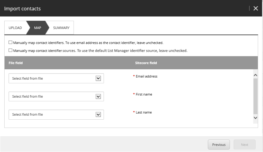 Import and export contacts from a list | Sitecore Documentation