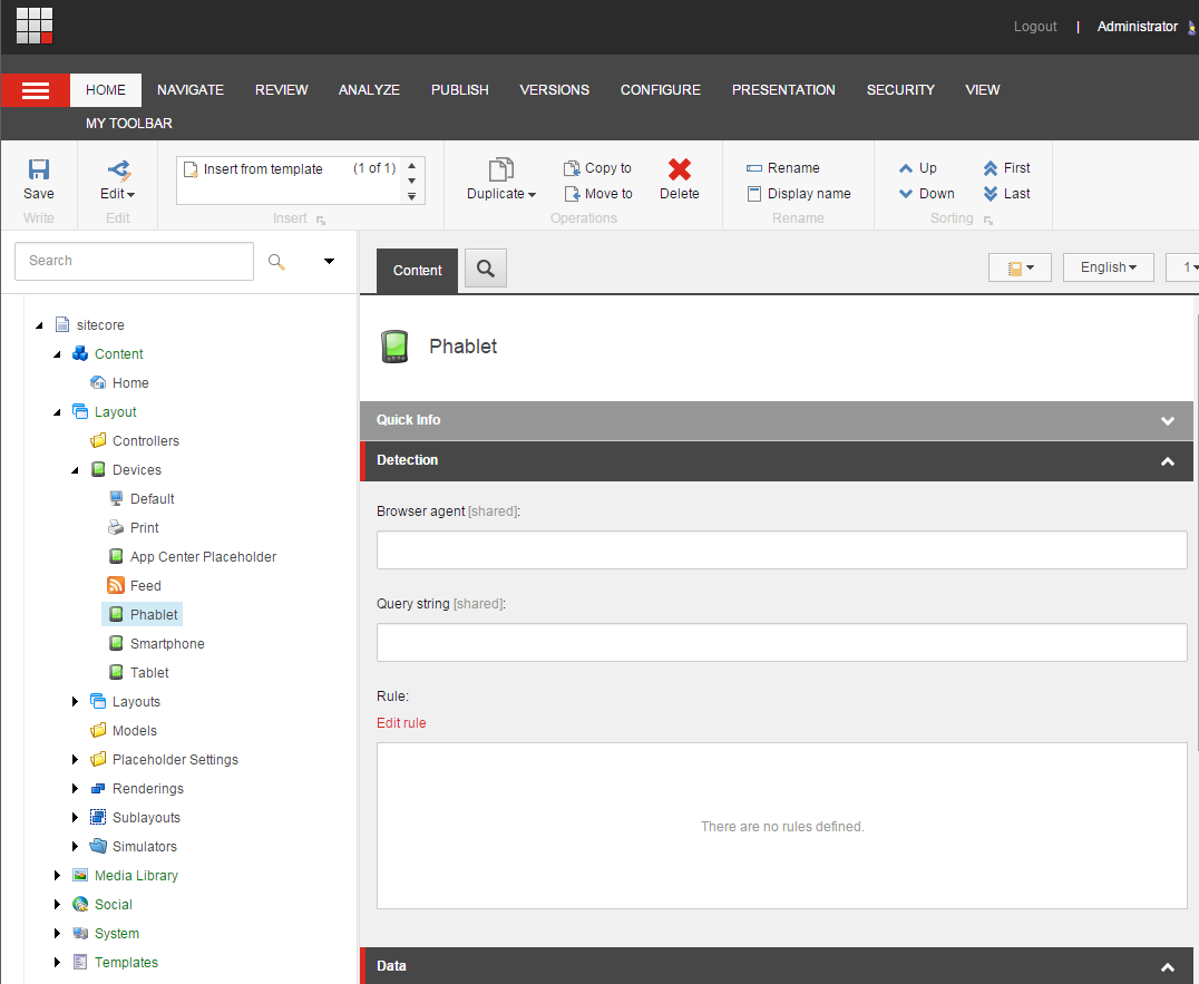 Set up a device layout | Sitecore Documentation