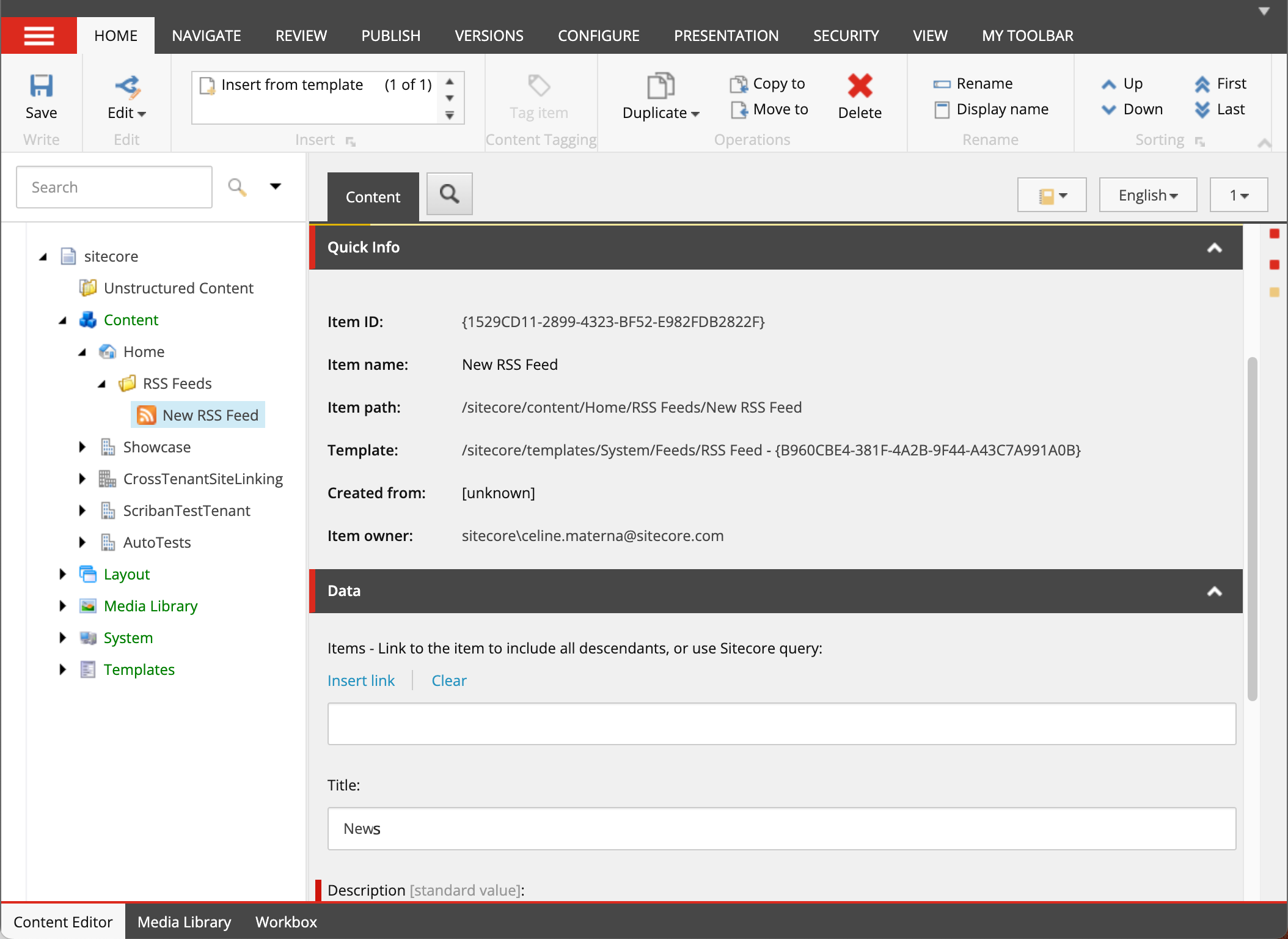Setting up RSS feeds | Sitecore Documentation