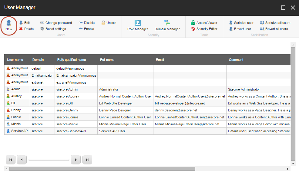 Create a user | Sitecore Documentation
