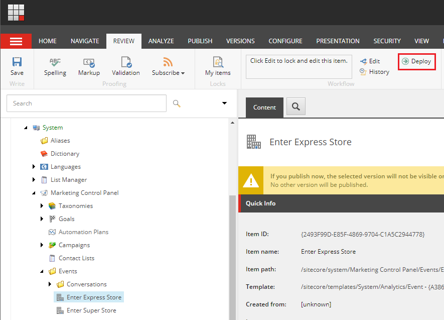 Create a custom event model | Sitecore Documentation