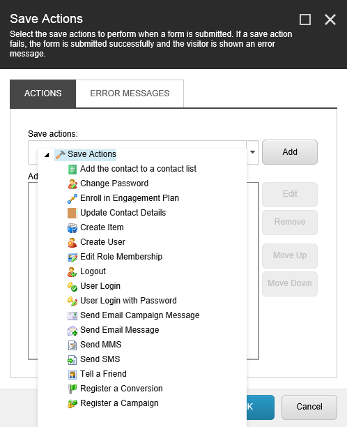 Configure a default save action | Sitecore Documentation