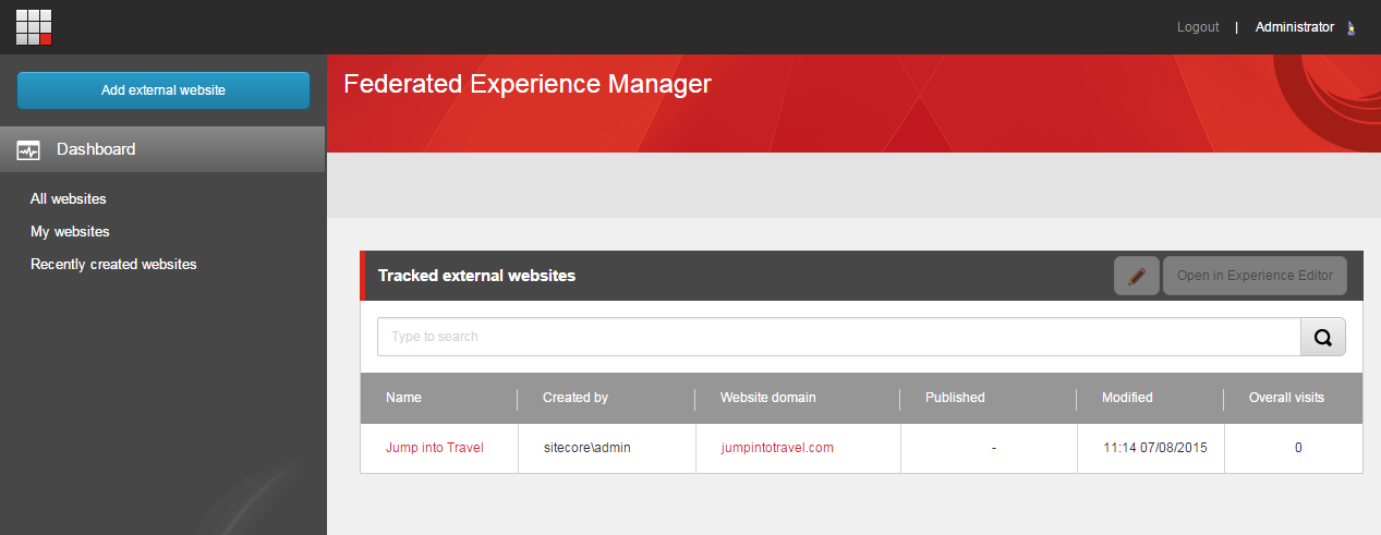 Add an external website in FXM | Sitecore Documentation