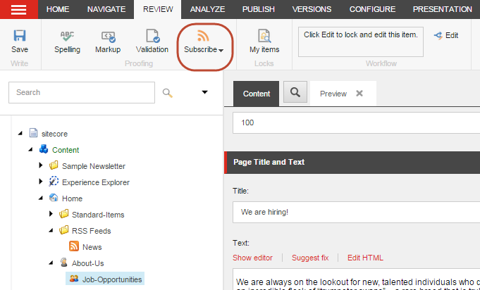 Subscribe to a client RSS feed | Sitecore Documentation