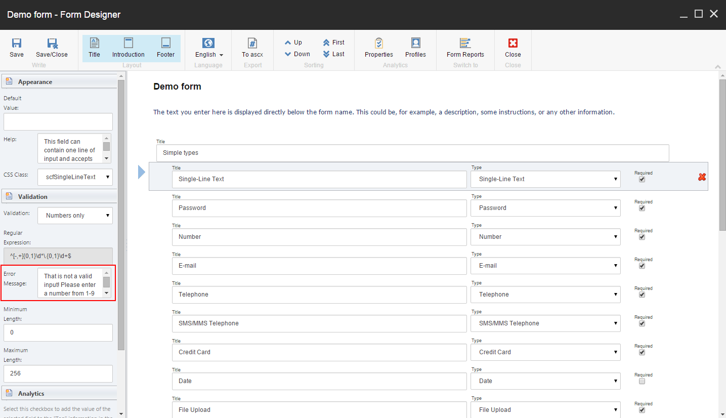 Set up and create a form-specific field validation | Sitecore Documentation